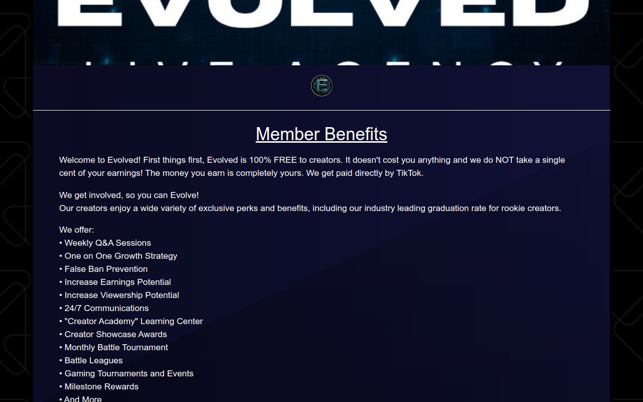 Evolved Live Agency TikTok Application